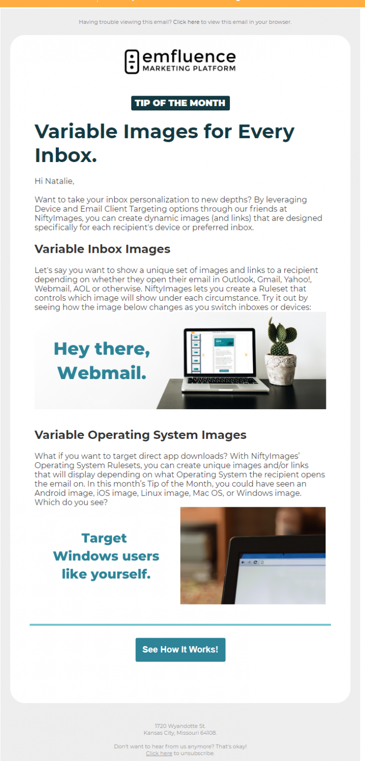 Tip of the Month: Variable Images for Each Inbox - emarketingplatform.com