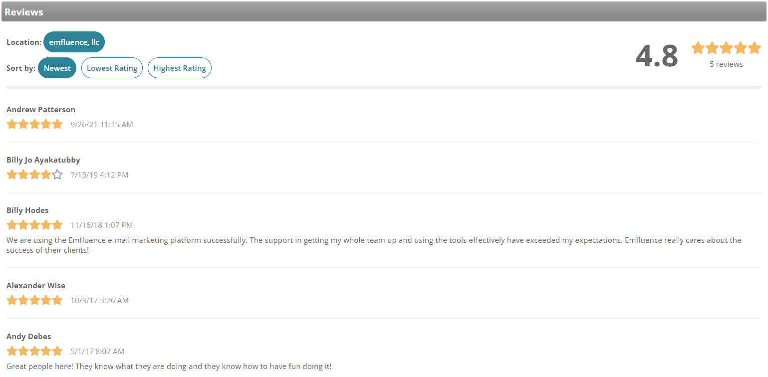 Feature Teaser: Google Reviews | emfluence Marketing Platform